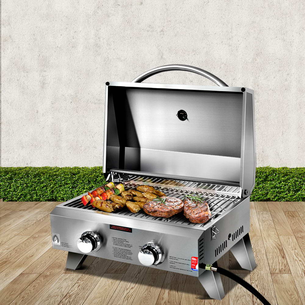 Grillz Portable Gas BBQ Grill 2 Burners - Durable Stainless Steel ...