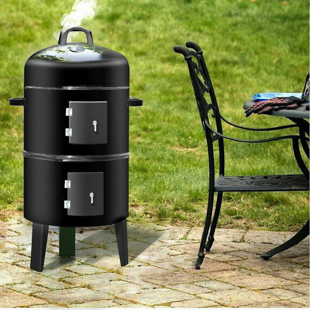 3in1 Portable Charcoal Vertical Smoker BBQ Roaster Grill - Heavy-Duty ...