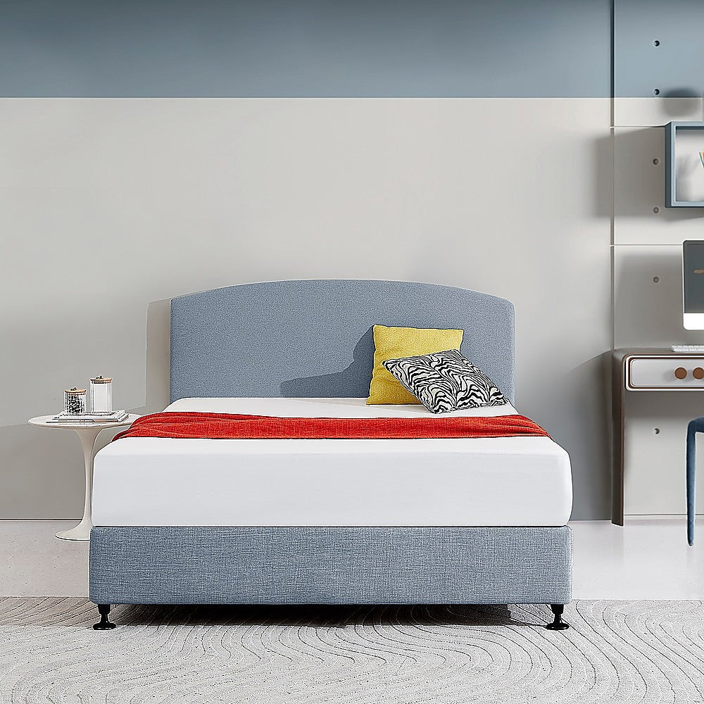 Linen Fabric Queen Bed Curved Headboard | Allure | Shop Online – Allure ...